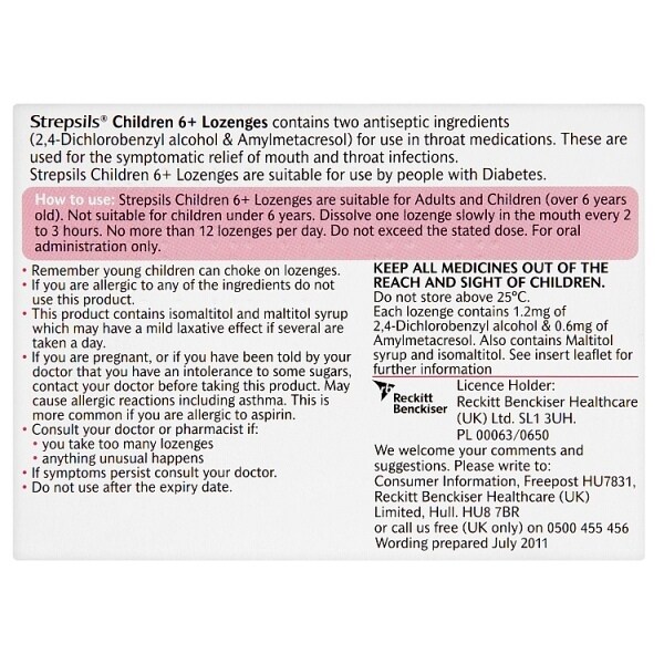 Strepsils Children 6+ Lozenges x 24 | Health | Superdrug
