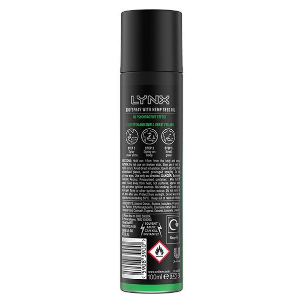 Lynx Unplugged Pine & Hemp Seed Oil Body Spray 100ml | Toiletries ...